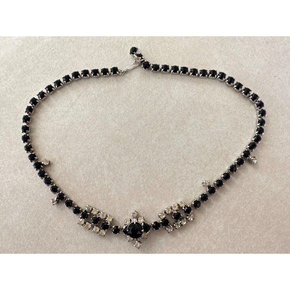 Jewelry | Vintage Mcm 195s Silver Tone Clear Black Rhinestones Formal ...